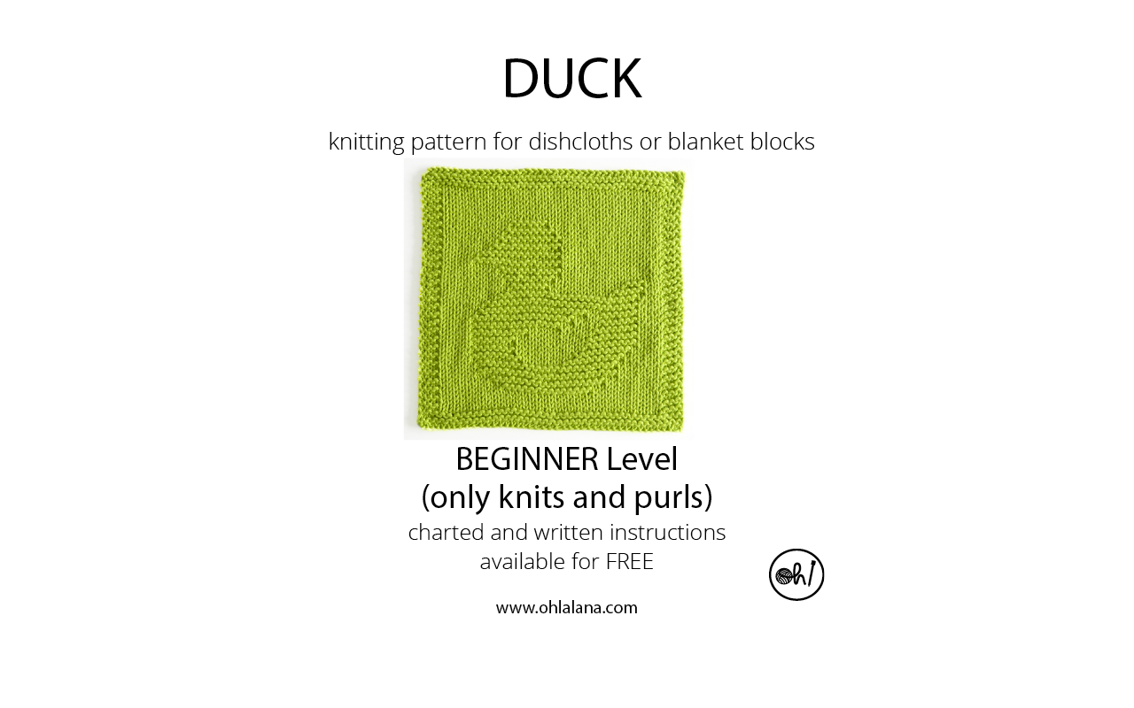 DUCK knitting pattern - Block 12 of Beginner KAL 2020