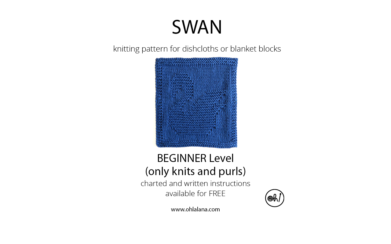 SWAN knitting pattern - Block 21 of Beginner KAL 2020