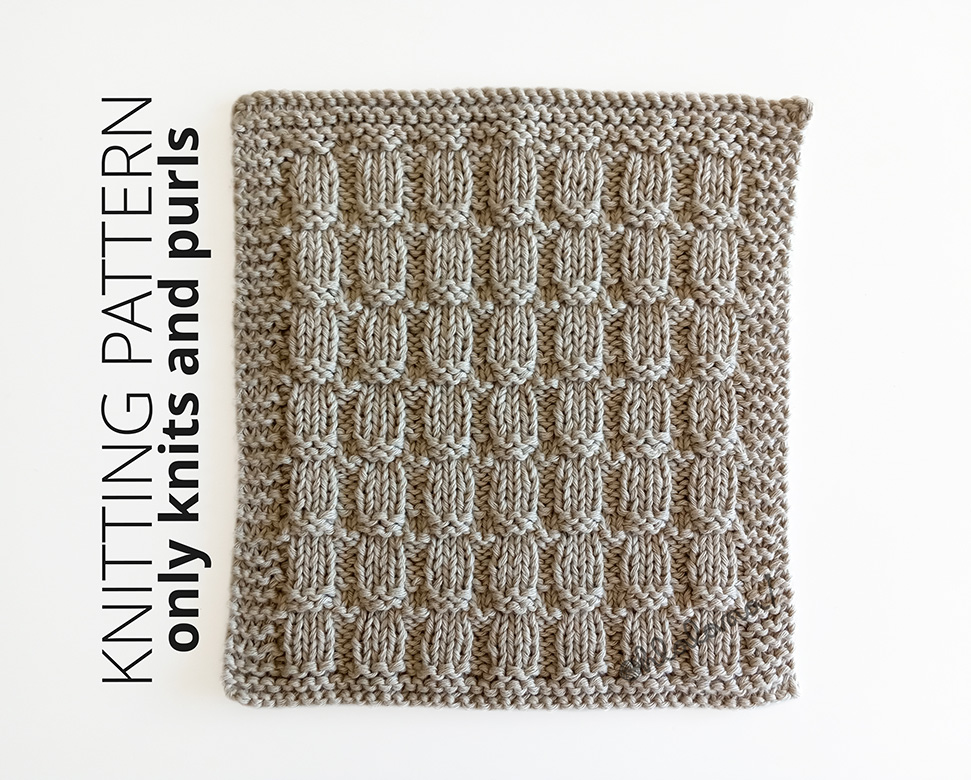 WAFFLE RIB knitting pattern for dishcloths or blocks