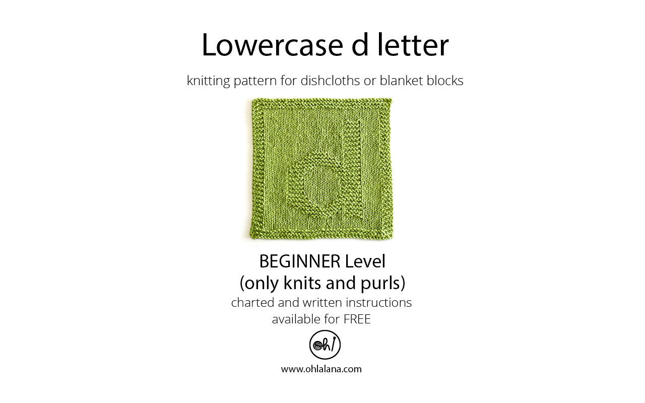 Lowercase d letter knitting pattern - Oh La Lana! knitting blog