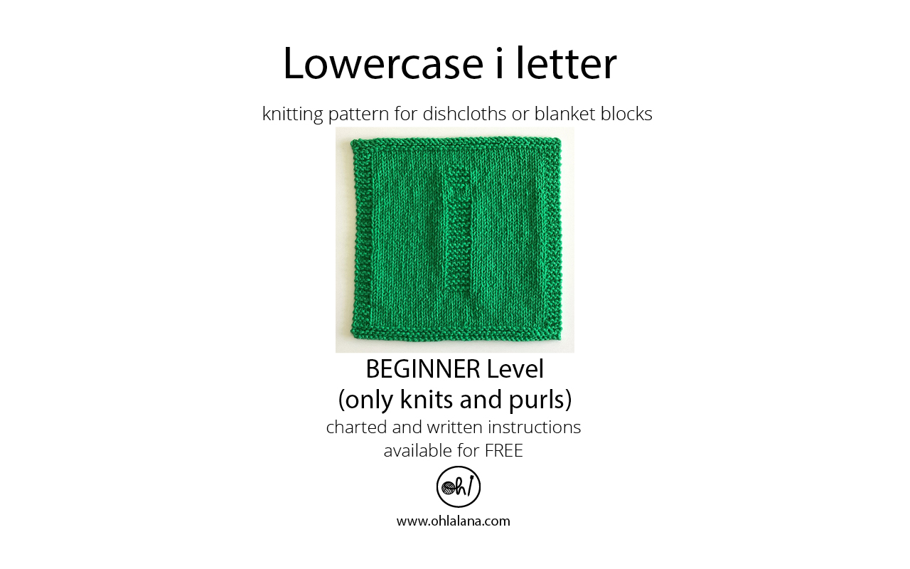 How to Knit the Lowercase Letter i: Free Alphabet Block Pattern - Oh La ...